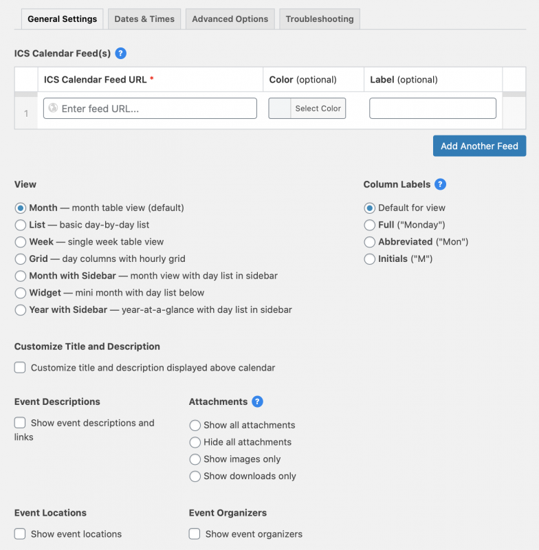 Pro Documentation – ICS Calendar